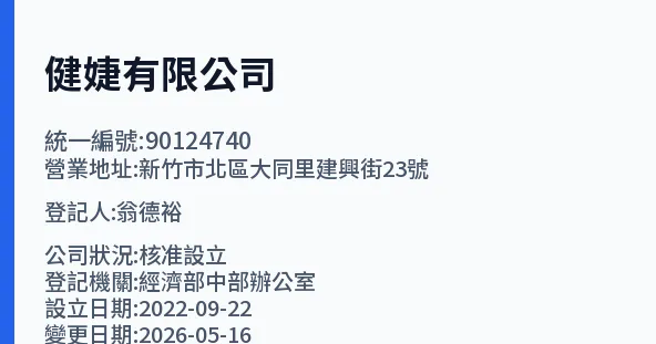 健婕有限公司的照片-統編 90124740(新竹市) 公司登記資料與營業項目詳細圖表