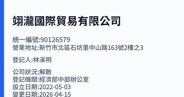 翊瀧國際貿易有限公司的照片-統編 90126579(新竹市) 公司登記資料與營業項目詳細圖表
