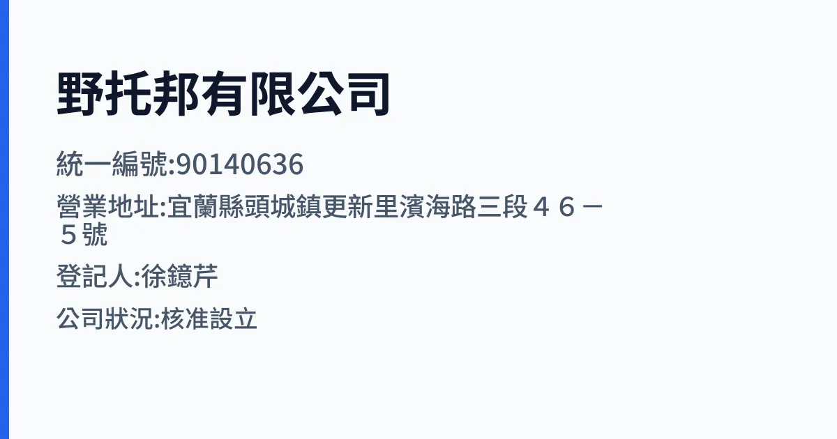 野托邦有限公司 - 統編 90140636（桃園市） 公司登記資料與營業項目詳細圖表