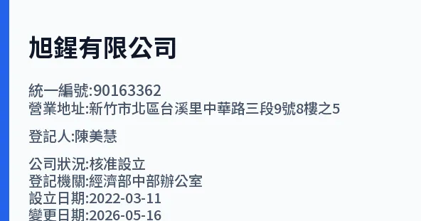 旭鍟有限公司的照片-統編 90163362(新竹市) 公司登記資料與營業項目詳細圖表
