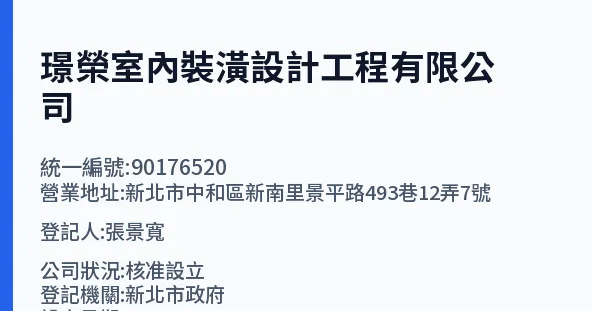 璟榮室內裝潢設計工程有限公司的照片-統編 90176520(新北市) 公司登記資料與營業項目詳細圖表