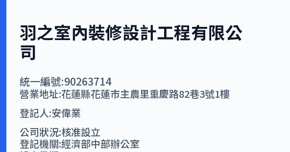 羽之室內裝修設計工程有限公司的照片-統編 90263714(花蓮縣) 公司登記資料與營業項目詳細圖表
