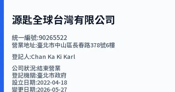 源匙全球台灣有限公司的照片-統編 90265522(臺北市) 公司登記資料與營業項目詳細圖表