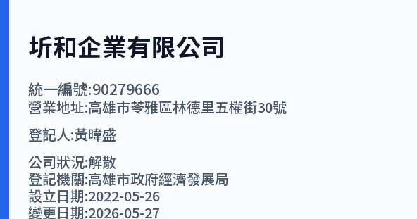 圻和企業有限公司的照片-統編 90279666(高雄市) 公司登記資料與營業項目詳細圖表
