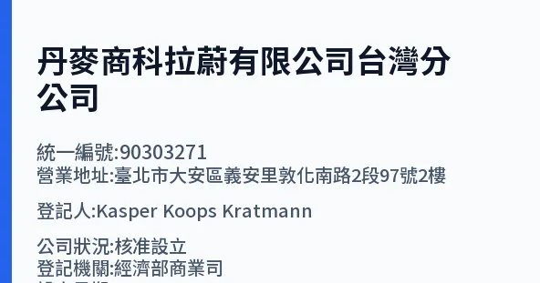 丹麥商科拉蔚有限公司台灣分公司的照片-統編 90303271(臺北市) 公司登記資料與營業項目詳細圖表