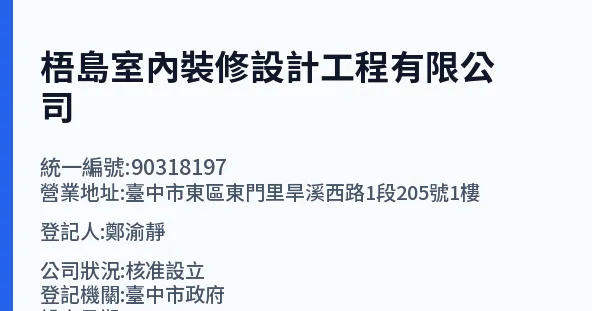 梧島室內裝修設計工程有限公司的照片-統編 90318197(臺中市) 公司登記資料與營業項目詳細圖表