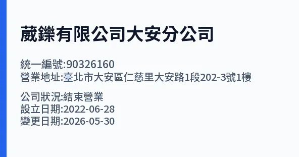 葳鑠有限公司大安分公司的照片-統編 90326160(臺北市) 公司登記資料與營業項目詳細圖表