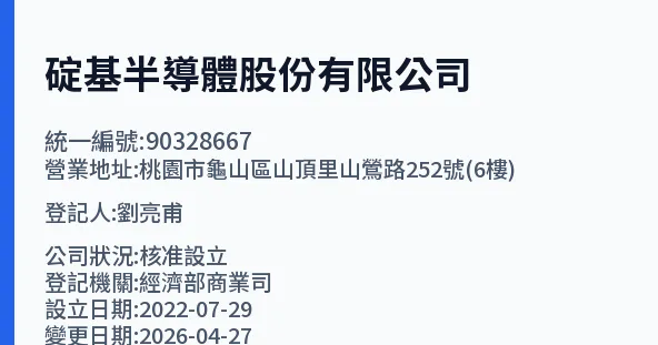 碇基半導體股份有限公司的照片-統編 90328667(桃園市) 公司登記資料與營業項目詳細圖表
