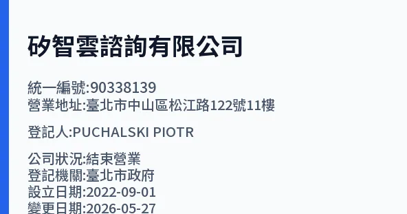 矽智雲諮詢有限公司的照片-統編 90338139(臺北市) 公司登記資料與營業項目詳細圖表