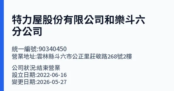 特力屋股份有限公司和樂斗六分公司的照片-統編 90340450(雲林縣) 公司登記資料與營業項目詳細圖表