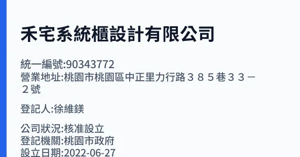 禾宅系統櫃設計有限公司的照片-統編 90343772(桃園市) 公司登記資料與營業項目詳細圖表