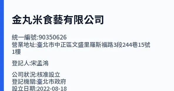 金丸米食藝有限公司的照片-統編 90350626(臺北市) 公司登記資料與營業項目詳細圖表