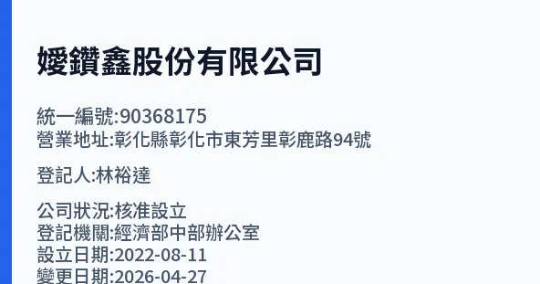 嬡鑽鑫股份有限公司的照片-統編 90368175(彰化縣) 公司登記資料與營業項目詳細圖表