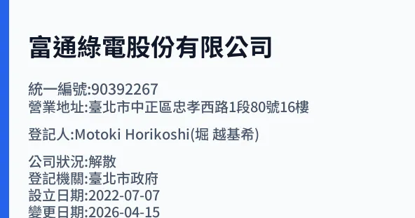 富通綠電股份有限公司的照片-統編 90392267(臺北市) 公司登記資料與營業項目詳細圖表