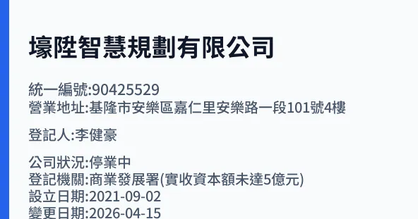 壕陞智慧規劃有限公司的照片-統編 90425529(基隆市) 公司登記資料與營業項目詳細圖表