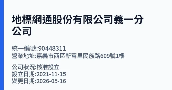 地標網通股份有限公司義一分公司的照片-統編 90448311(嘉義市) 公司登記資料與營業項目詳細圖表