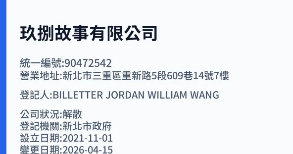 玖捌故事有限公司的照片-統編 90472542(新北市) 公司登記資料與營業項目詳細圖表