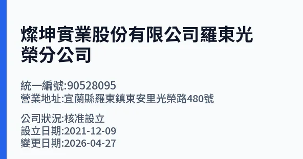 燦坤實業股份有限公司羅東光榮分公司的照片-統編 90528095(宜蘭縣) 公司登記資料與營業項目詳細圖表