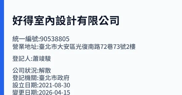 好得室內設計有限公司的照片-統編 90538805(臺北市) 公司登記資料與營業項目詳細圖表
