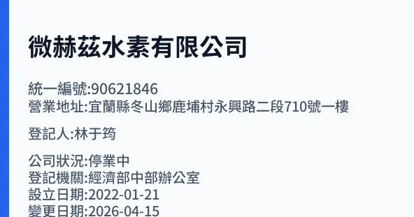 微赫茲水素有限公司的照片-統編 90621846(宜蘭縣) 公司登記資料與營業項目詳細圖表