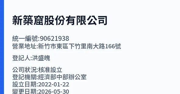 新築窟股份有限公司的照片-統編 90621938(新竹市) 公司登記資料與營業項目詳細圖表