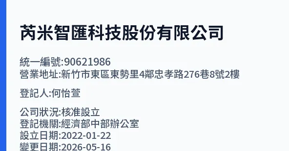 芮米智匯科技股份有限公司的照片-統編 90621986(新竹市) 公司登記資料與營業項目詳細圖表