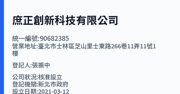 庶正創新科技有限公司的照片-統編 90682385(臺北市) 公司登記資料與營業項目詳細圖表