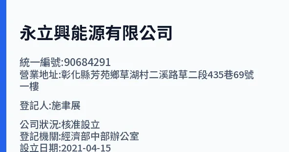 永立興能源有限公司的照片-統編 90684291(彰化縣) 公司登記資料與營業項目詳細圖表