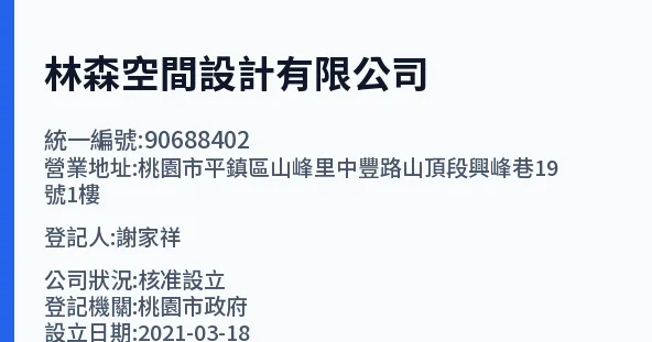 林森空間設計有限公司的照片-統編 90688402(桃園市) 公司登記資料與營業項目詳細圖表