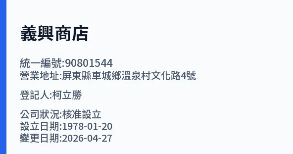 義興商店的照片-統編 90801544(屏東縣) 公司登記資料與營業項目詳細圖表