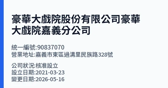 豪華大戲院股份有限公司豪華大戲院嘉義分公司的照片-統編 90837070(嘉義市) 公司登記資料與營業項目詳細圖表