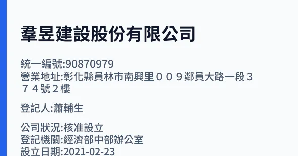 羣昱建設股份有限公司的照片-統編 90870979(彰化縣) 公司登記資料與營業項目詳細圖表