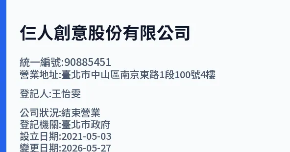 仨人創意股份有限公司的照片-統編 90885451(臺北市) 公司登記資料與營業項目詳細圖表