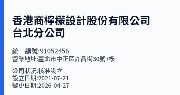 香港商檸檬設計股份有限公司台北分公司的照片-統編 91052456(臺北市) 公司登記資料與營業項目詳細圖表