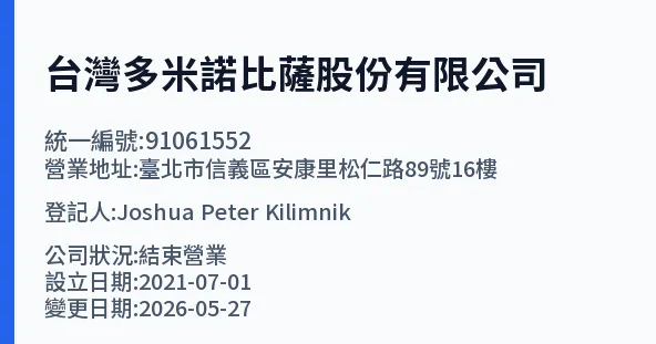台灣多米諾比薩股份有限公司的照片-統編 91061552(臺北市) 公司登記資料與營業項目詳細圖表