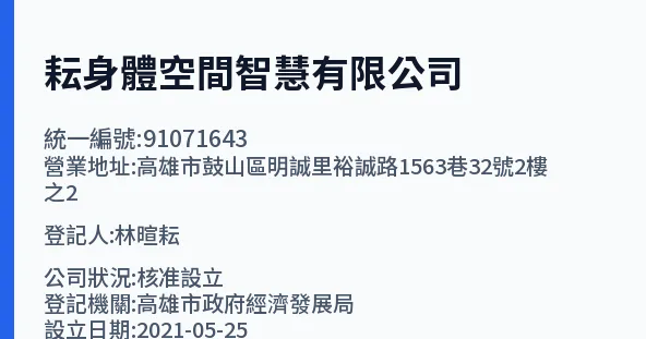 耘身體空間智慧有限公司的照片-統編 91071643(高雄市) 公司登記資料與營業項目詳細圖表