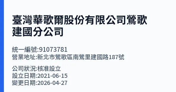臺灣華歌爾股份有限公司鶯歌建國分公司的照片-統編 91073781(新北市) 公司登記資料與營業項目詳細圖表