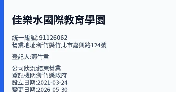 佳樂水國際教育學園的照片-統編 91126062(新竹縣) 公司登記資料與營業項目詳細圖表