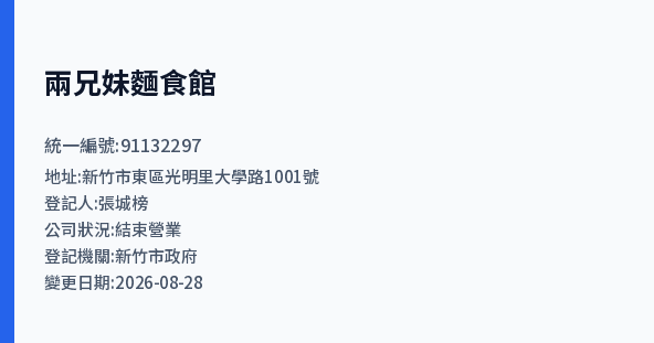兩兄妹麵食館的照片-統編 91132297(新竹市) 公司登記資料與營業項目詳細圖表