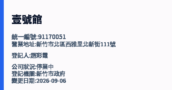壹號館的照片-統編 91170051(新竹市) 公司登記資料與營業項目詳細圖表