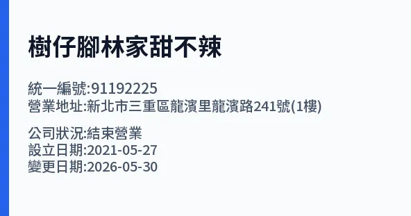 樹仔腳林家甜不辣的照片-統編 91192225(新北市) 公司登記資料與營業項目詳細圖表