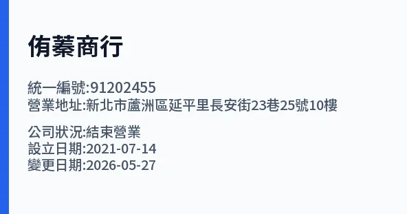 侑蓁商行的照片-統編 91202455(新北市) 公司登記資料與營業項目詳細圖表