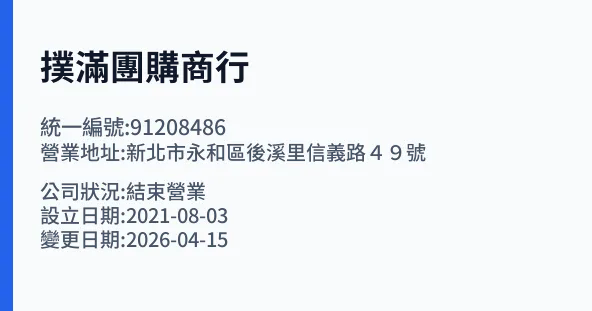 撲滿團購商行的照片-統編 91208486(新北市) 公司登記資料與營業項目詳細圖表