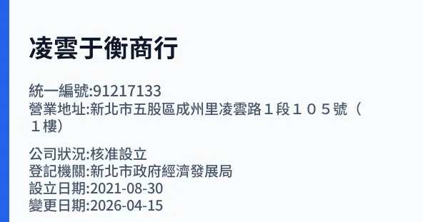 凌雲于衡商行的照片-統編 91217133(新北市) 公司登記資料與營業項目詳細圖表