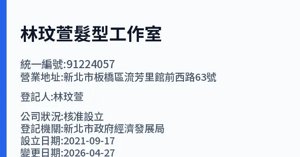 林玟萱髮型工作室的照片-統編 91224057(新北市) 公司登記資料與營業項目詳細圖表