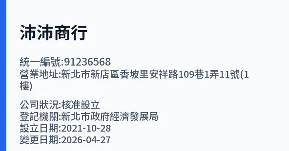 沛沛商行的照片-統編 91236568(新北市) 公司登記資料與營業項目詳細圖表
