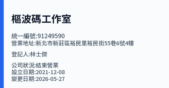 樞波碼工作室的照片-統編 91249590(新北市) 公司登記資料與營業項目詳細圖表