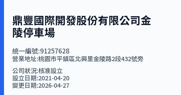 鼎豐國際開發股份有限公司金陵停車場的照片-統編 91257628(桃園市) 公司登記資料與營業項目詳細圖表