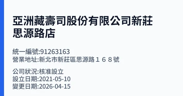 亞洲藏壽司股份有限公司新莊思源路店的照片-統編 91263163(新北市) 公司登記資料與營業項目詳細圖表