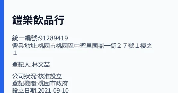 鎧樂飲品行的照片-統編 91289419(桃園市) 公司登記資料與營業項目詳細圖表